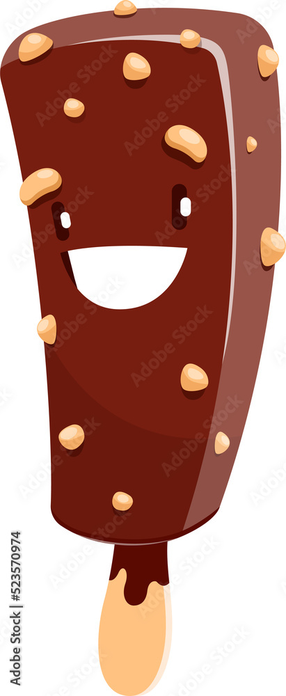 Cartoon ice cream character, chocolate popsicle Stock Illustration ...