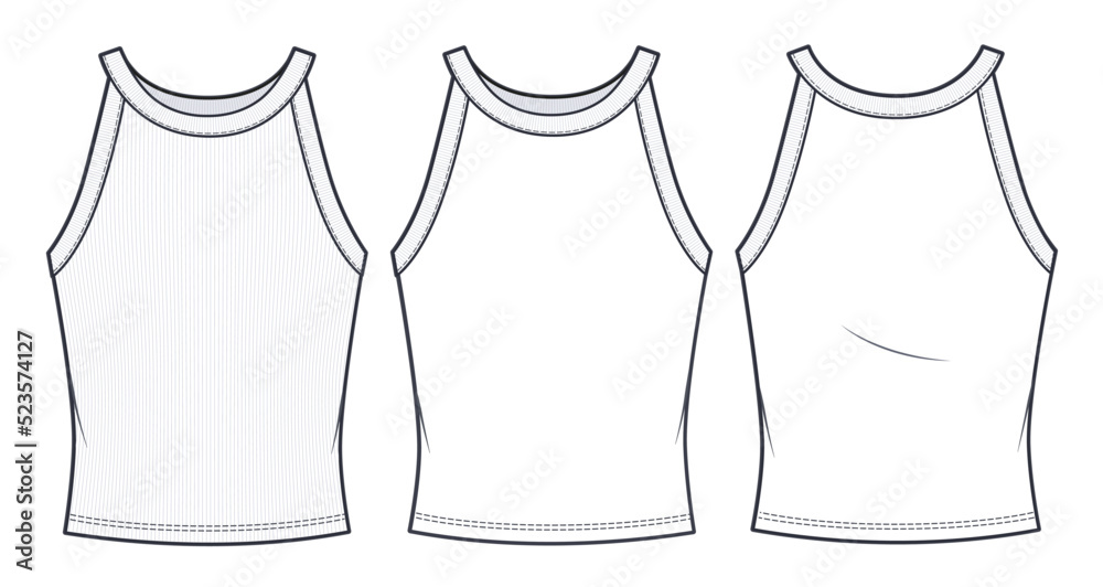 Straps Tank Top technical fashion illustration. Women's Tank Top ...