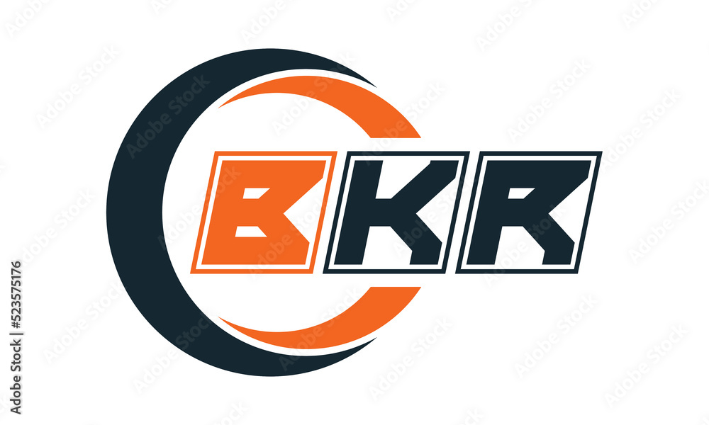 BKR three-letter circle logo design. custom font logo vector template ...