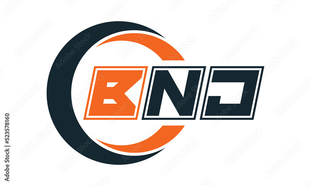 BNJ three-letter circle logo design. custom font logo vector template ...