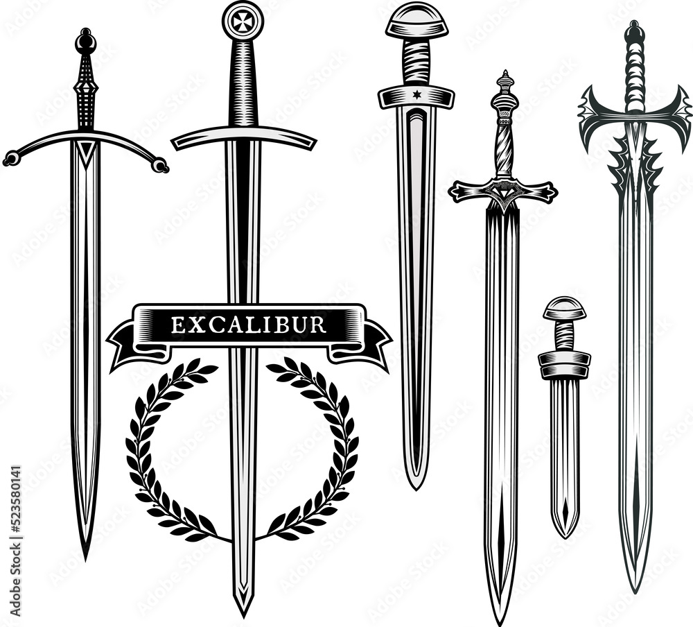 Legendary sword. Excalibur the mythical sword of King Stock ...