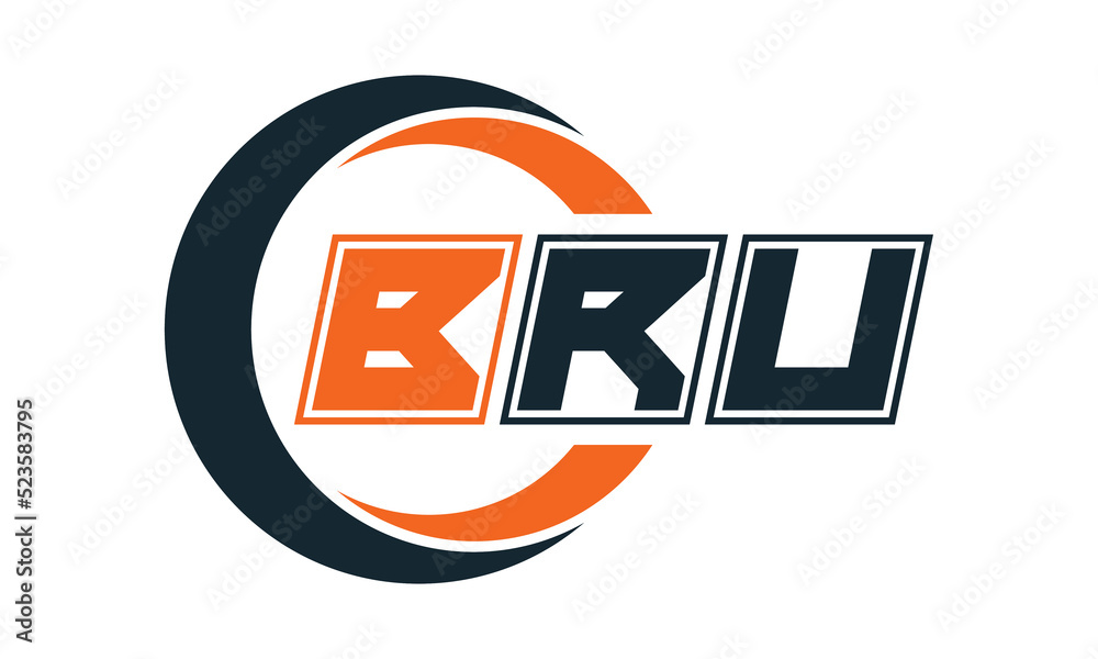 BRU three-letter circle logo design. custom font logo vector template ...