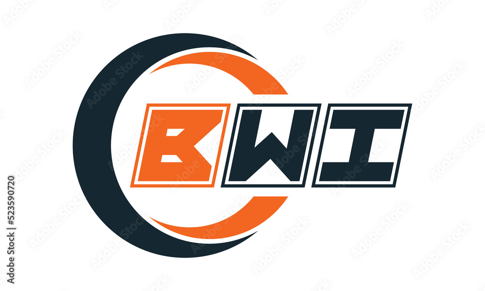 BWI three-letter circle logo design. custom font logo vector template ...
