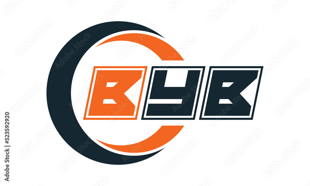BYB three-letter circle logo design. custom font logo vector template ...
