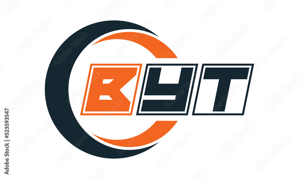 BYT three-letter circle logo design. custom font logo vector template ...