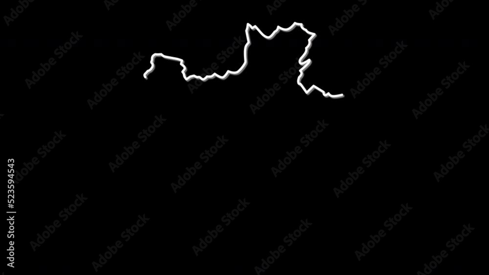 Burundi map, country territory outline self drawing animation. Line art ...