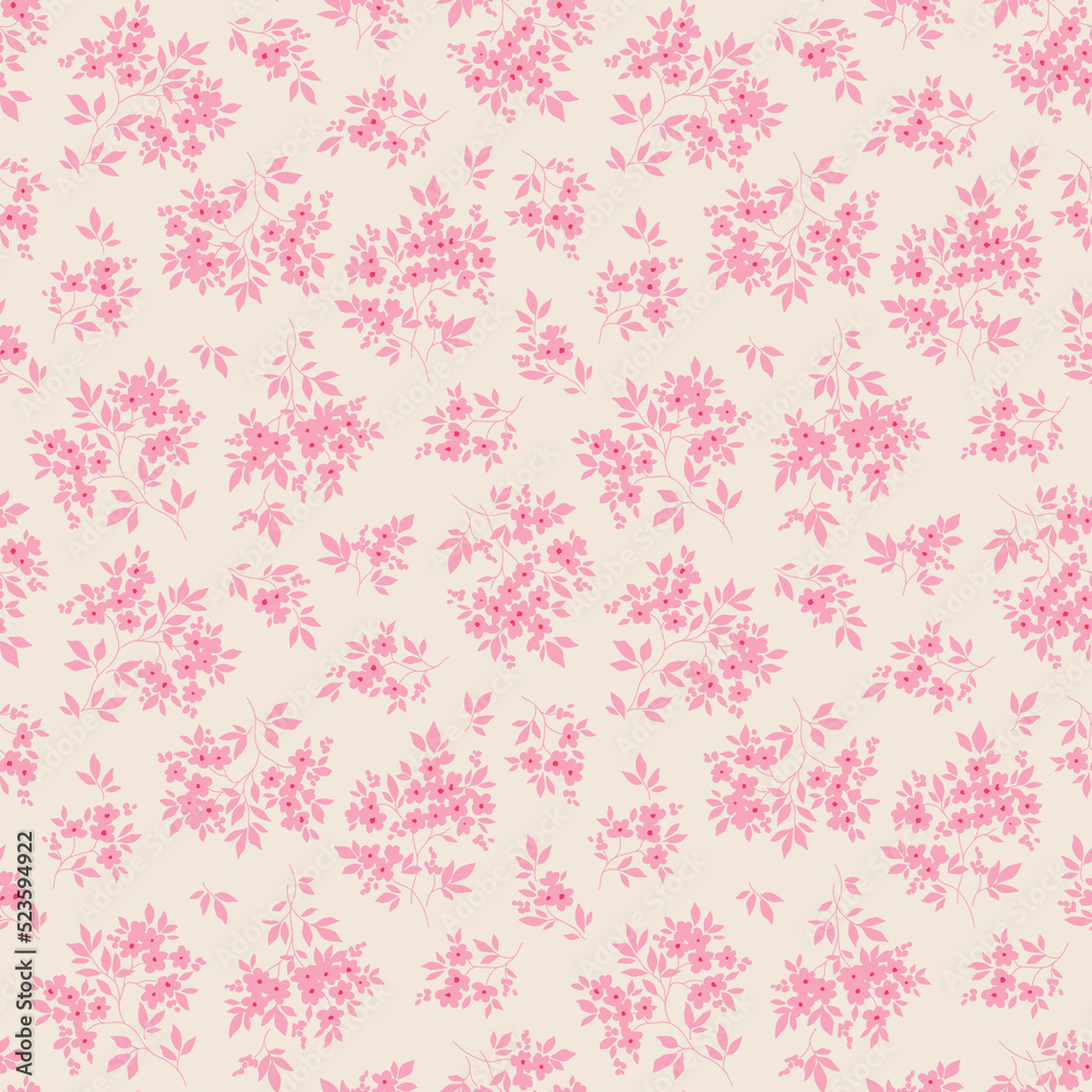 Trendy seamless vector floral pattern. Gentle print made of small pink ...