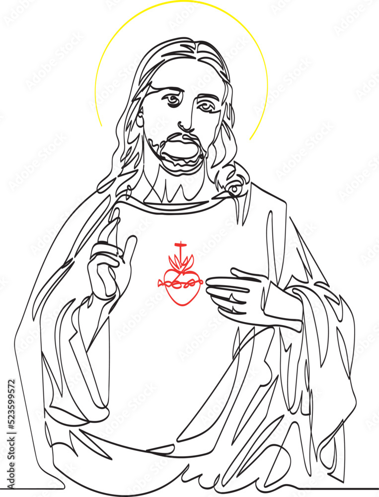 Continuous Line Art Vector minimalist our Lord and Savior Jesus Christ ...