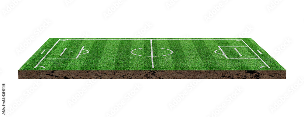 Green grass soccer or football field isolated on transparent background ...