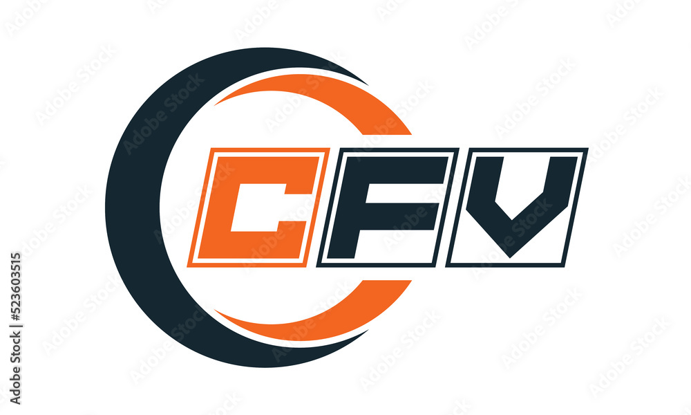 CFV three-letter circle logo design. custom font logo vector template | abstract logo | word ...