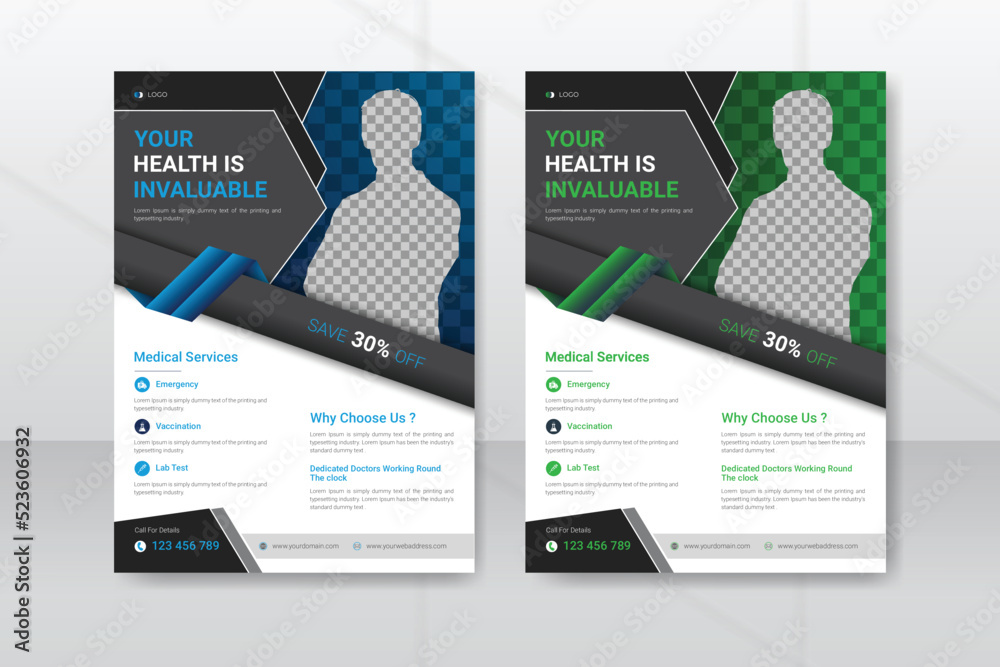 Medical and healthcare flyer template, medical brochure cover design ...