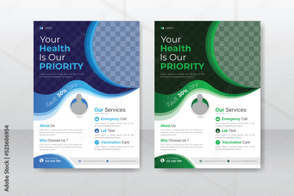 Medical and healthcare flyer template, medical brochure cover design ...