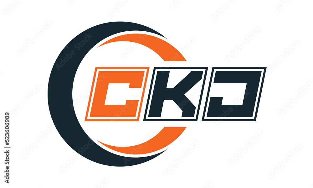 CKJ three-letter circle logo design. custom font logo vector template ...