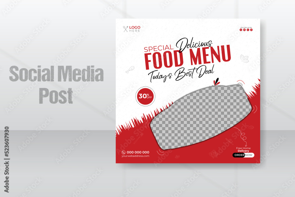 Delicious food menu social media post template, restaurant, and ...