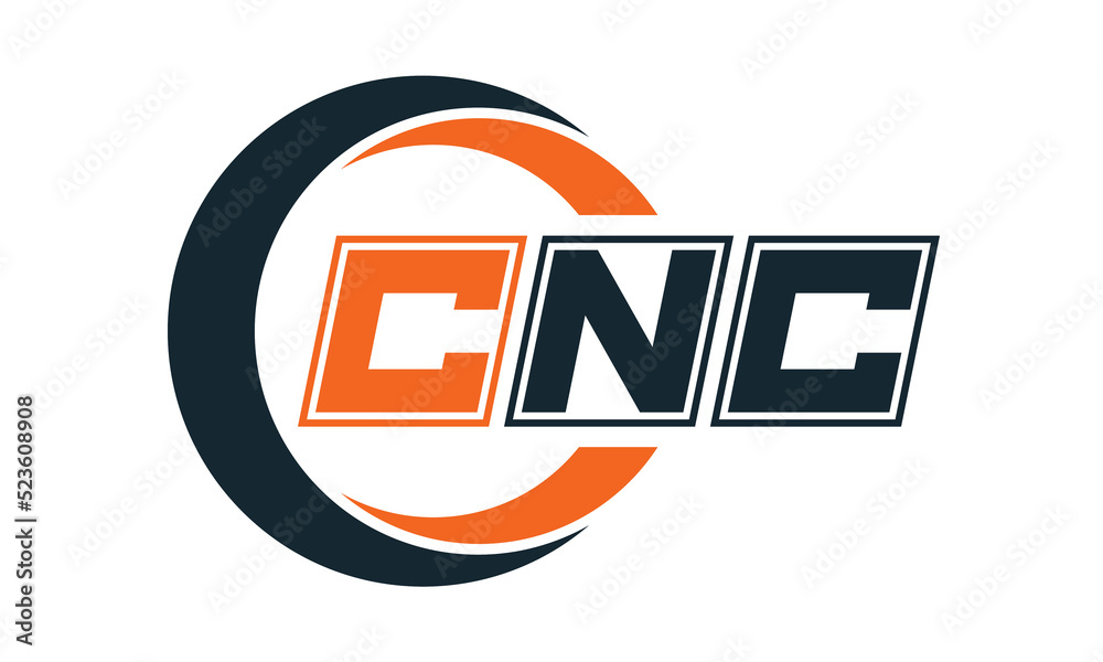 CNC three-letter circle logo design. custom font logo vector template ...