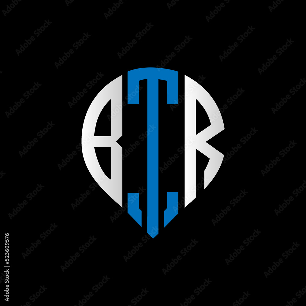 BTR logo monogram isolated on circle element design template, BTR ...