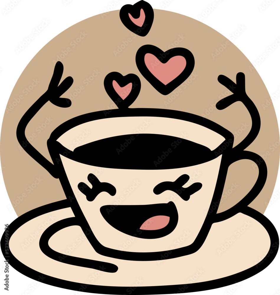 Funny coffee cup for morning caffeine kick. Logo design, poster print ...