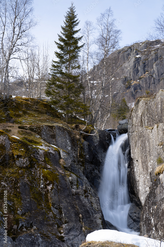 Small cascading waterfalls in the Brattlandsdalåa valley, between ...