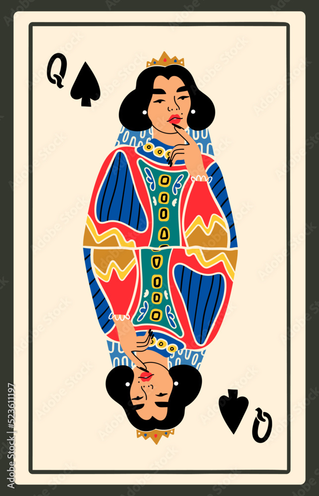 Queen of Spades. Playing card. Beautiful character. Gambling, poker ...