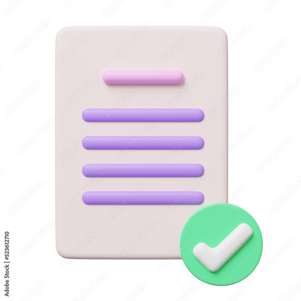 3d paper sheets with check marks on blue background. Confirmed or ...