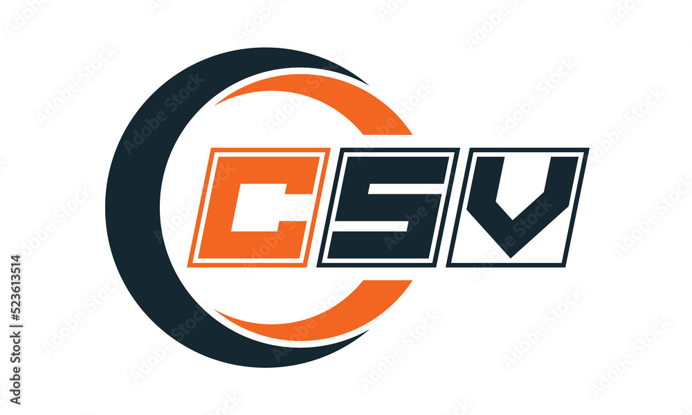 CSV three-letter circle logo design. custom font logo vector template ...