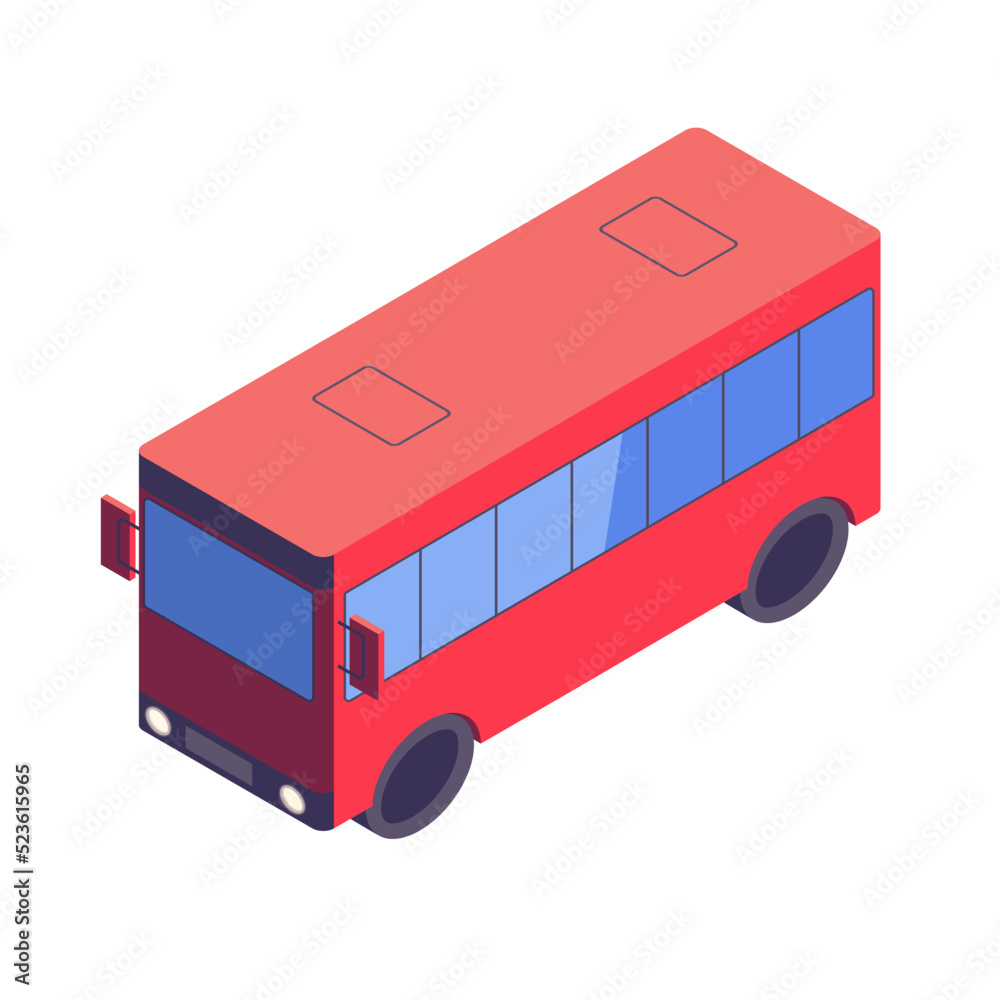 Isometric Bus Illustration Stock Vector | Adobe Stock