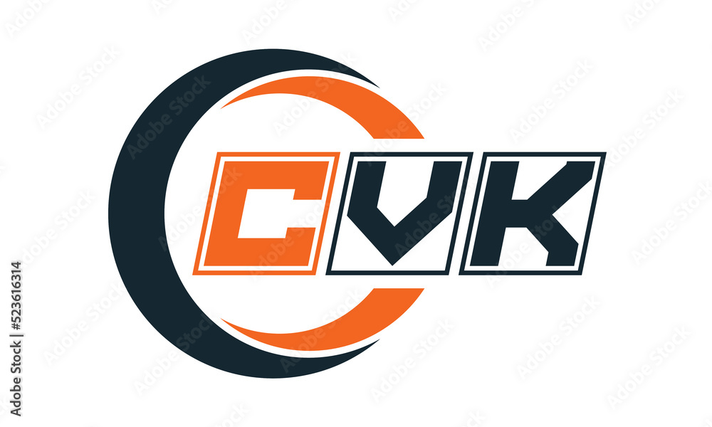CVK three-letter circle logo design. custom font logo vector template ...