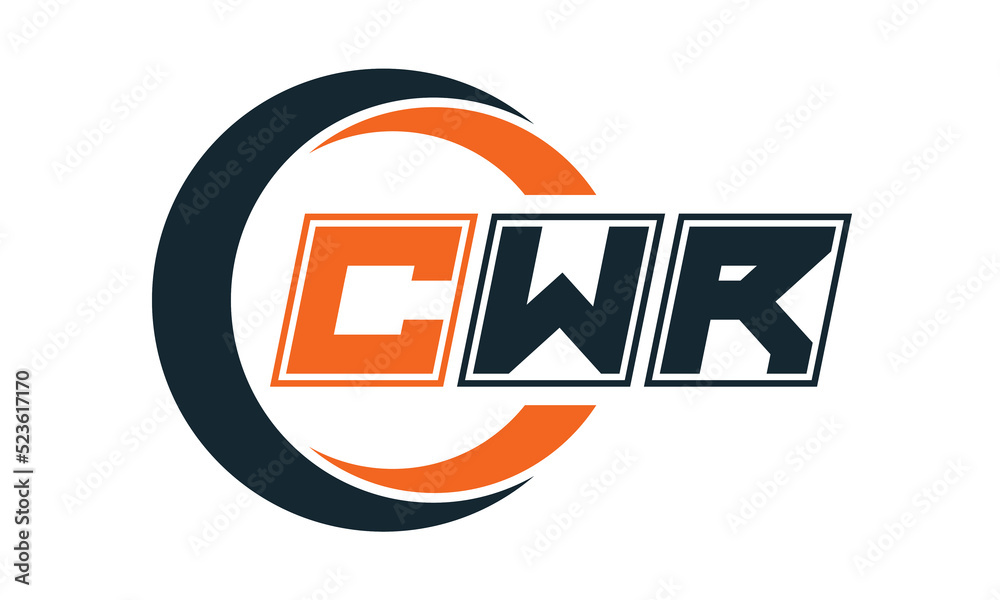 CWR three-letter circle logo design. custom font logo vector template ...