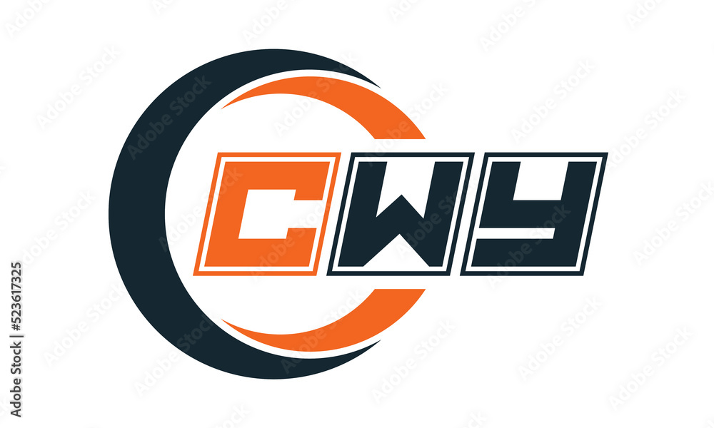 CWY three-letter circle logo design. custom font logo vector template ...