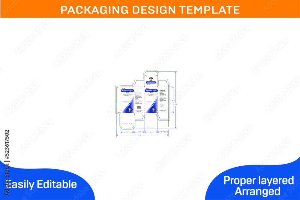 10 ml Eye Drops Box Packaging Design Template Stock Vector | Adobe Stock