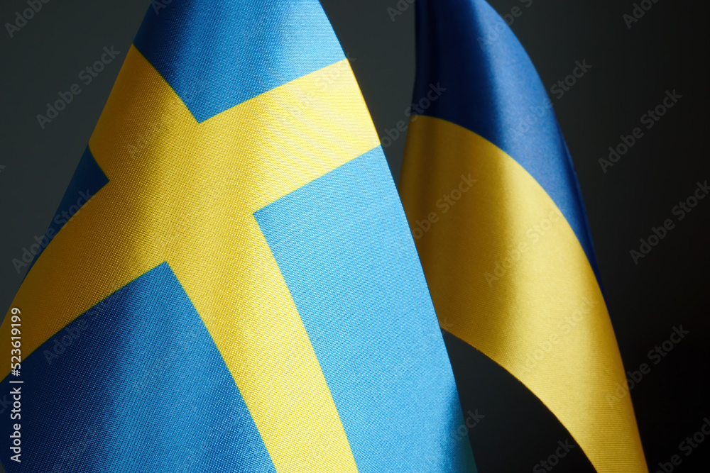 Flags of Sweden and Ukraine as a symbol of cooperation. Stock Photo ...