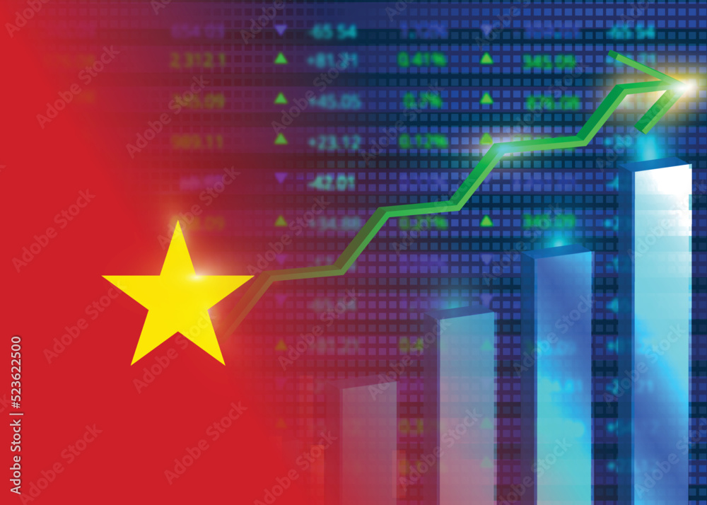 Economic Growth In Vietnam Vietnam S Stock Market Vietnamese Flag With