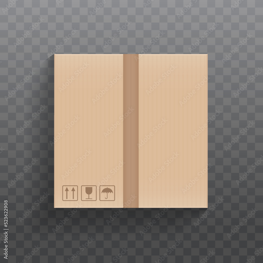Mockup of a realistic cardboard box in a closed form isolated on a ...