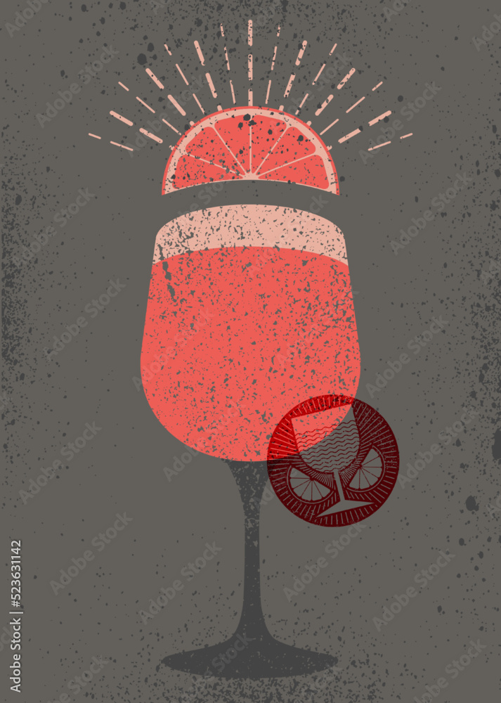 Cocktail glass typographical vintage style grunge poster or menu design ...