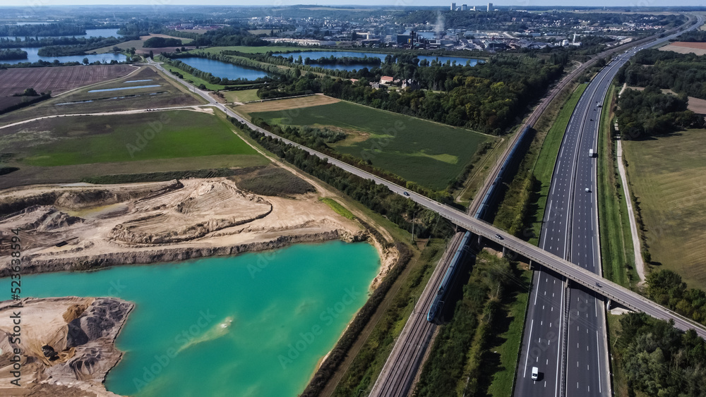 Fotografia do Stock: Vue aérienne d'une autoroute, une voie de chemin ...