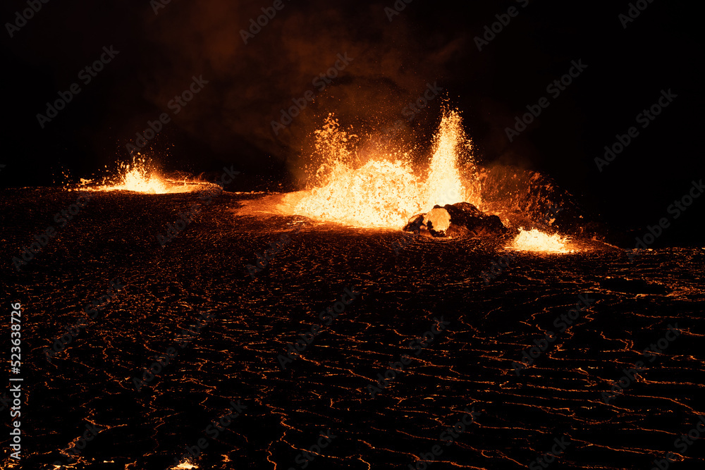 Meradalir Eruption of Fagradalsfjall Volcano in Iceland 2022 Stock ...