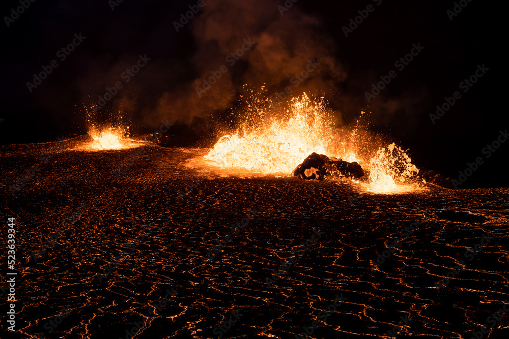 Meradalir Eruption of Fagradalsfjall Volcano in Iceland 2022 Stock ...