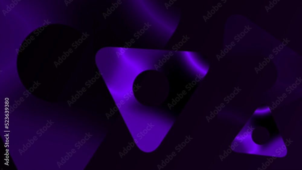 Animated purple color Oil slick texture rotating triangular shape ...