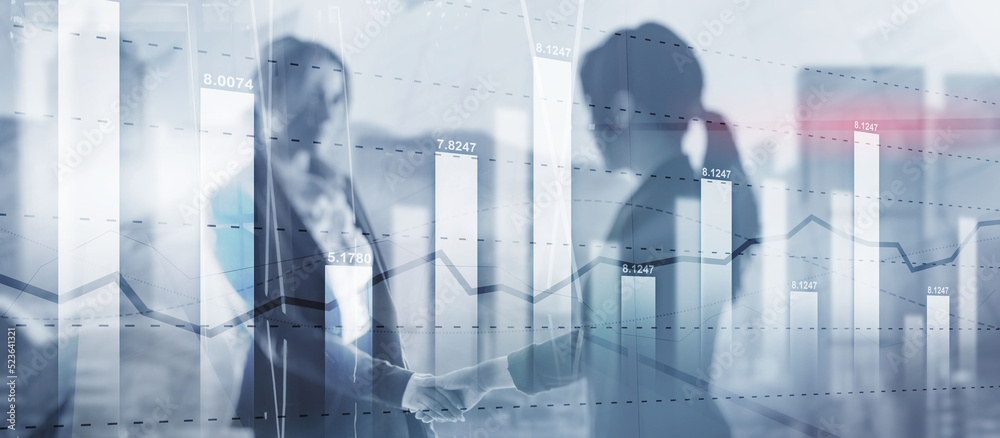 Finacial concept. Business Graph Stock Market chart. Digital charts and ...