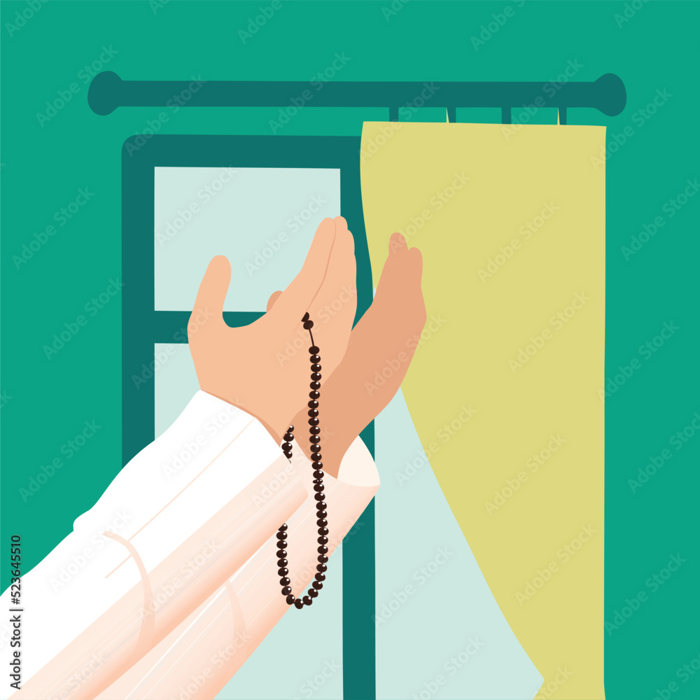 Simple Vector illustration drawing of Religious Muslim man praying ...