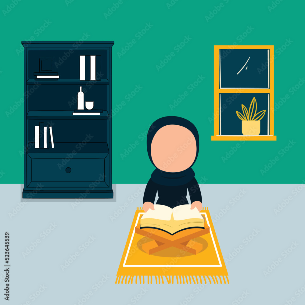 Simple Vector illustration drawing of Asian Indonesian Muslim kid is ...