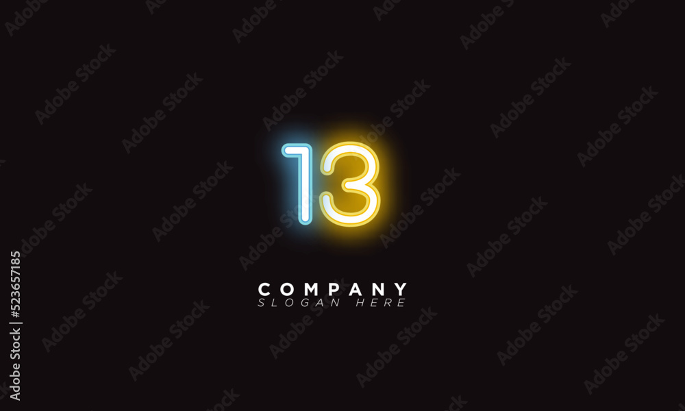 13 Neon Number Monogram logo Stock Vector | Adobe Stock