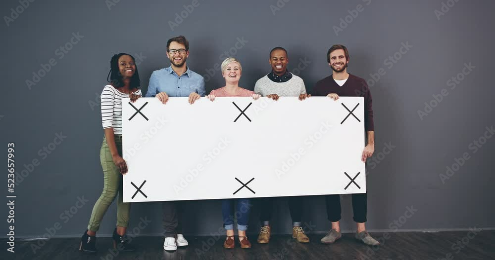 Marketing poster, placard and blank board with tracking markers and ...