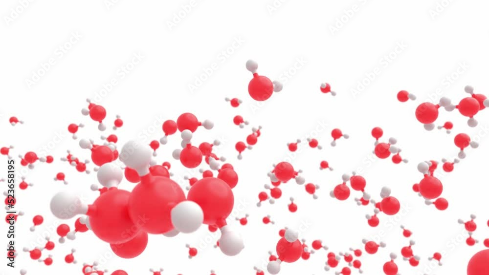water molecule 3d representation, water vapor animation. can be used to ...
