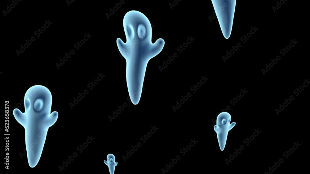 scary ghosts animation, 3d halloween holiday background video. can be ...