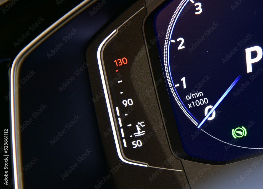 Digital Instrument for displaying car engine temperature Stock Photo ...