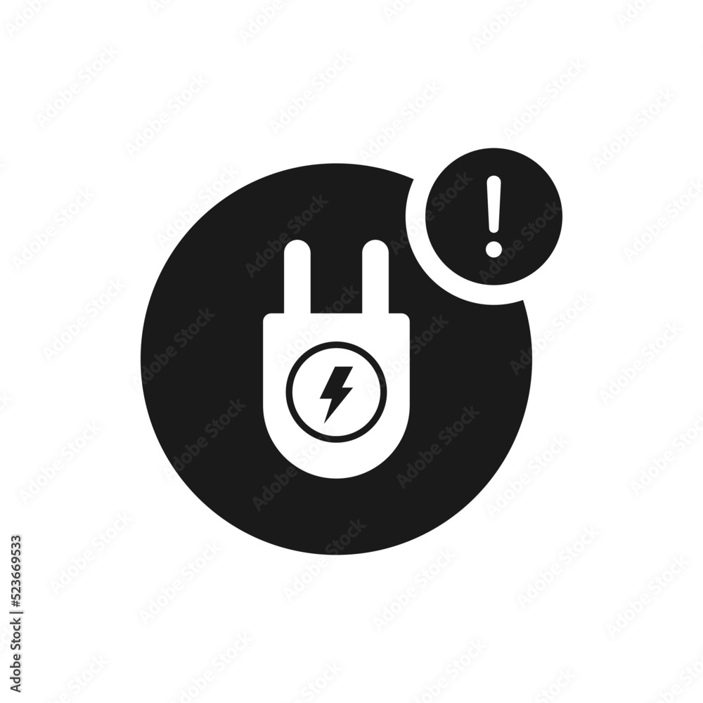 Unplugged. Electric plug disconnected icon design isolated on white ...