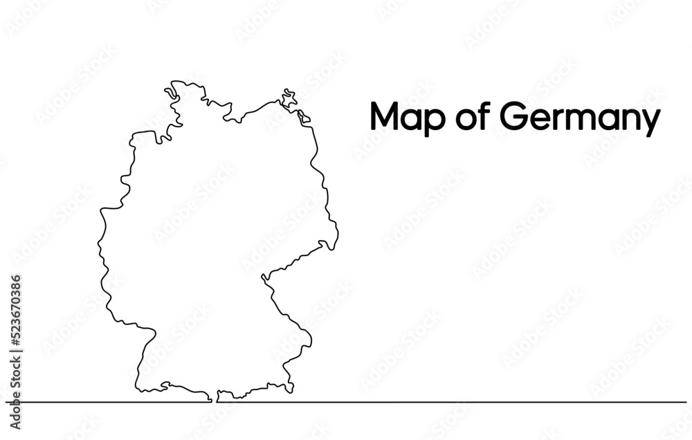 Continuous one line drawing of map of Germany. white background map for ...
