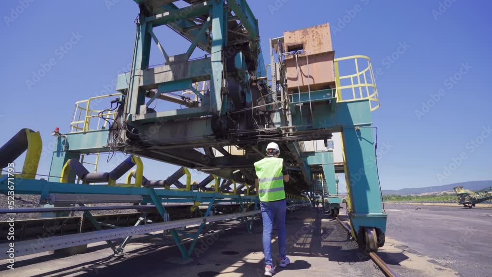 Coal Power Plant. Electricity generation plant. The engineer working at ...