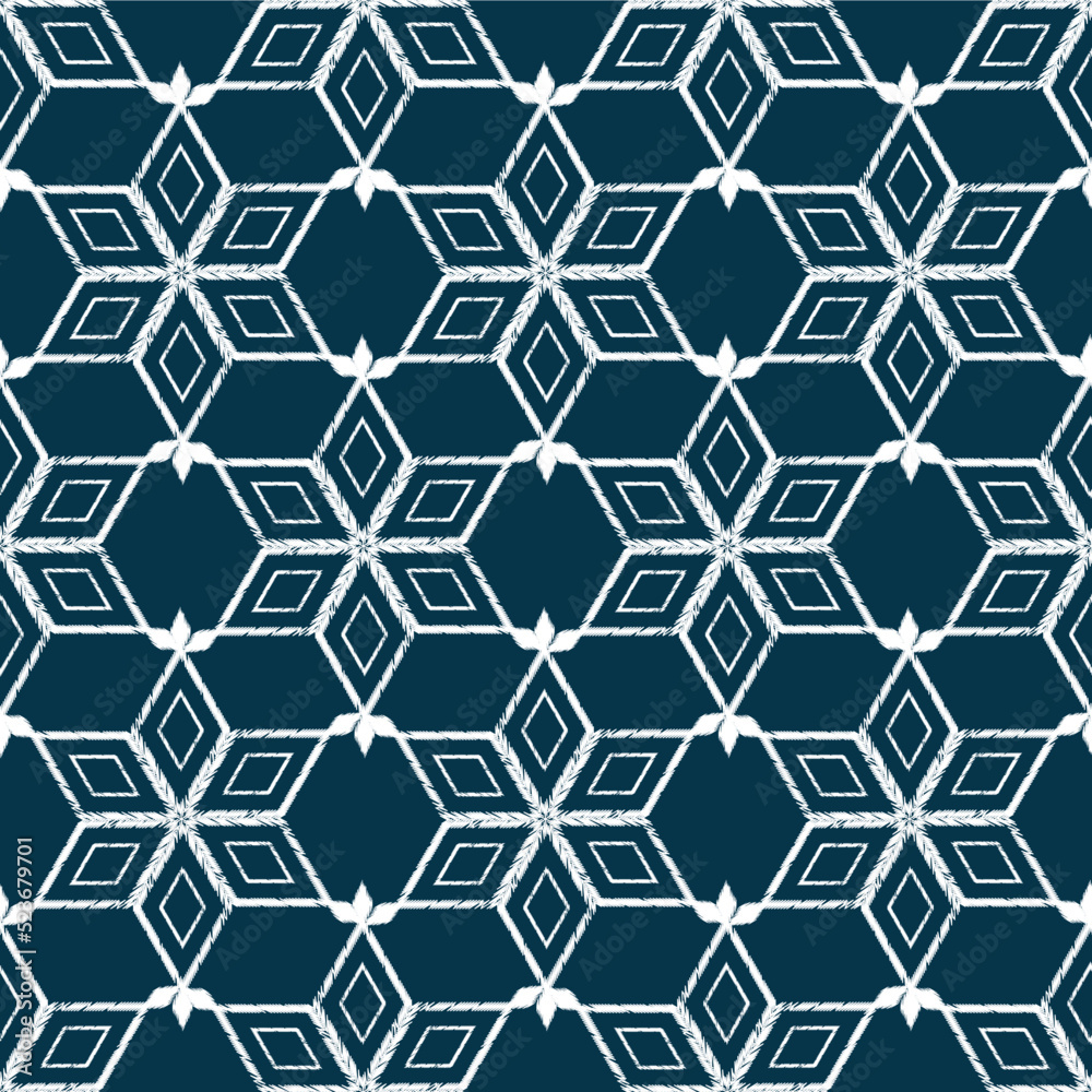 Ikat ethnic background vector. Seamless diamond pattern of white ...